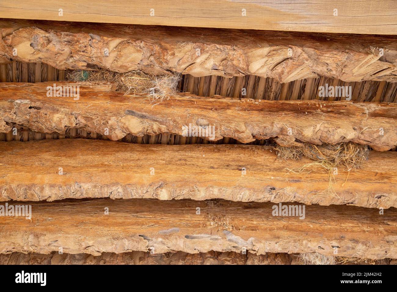 detail of ancient ceiling with reeds, wood and grass Stock Photo - Alamy