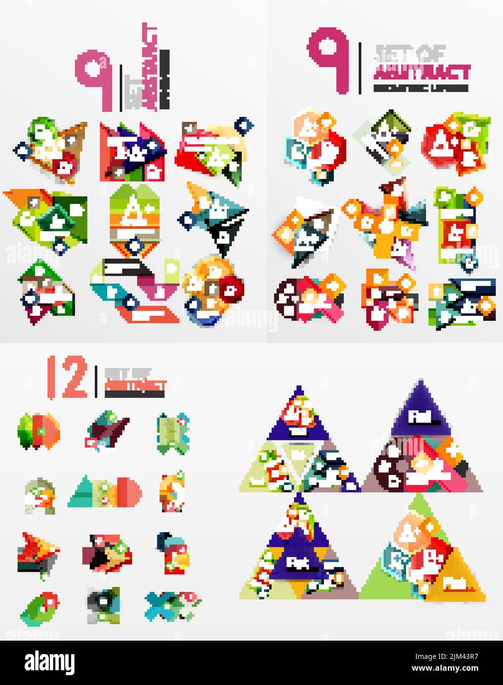 Colorful abstract geometric layouts, mega collection. Vector ...