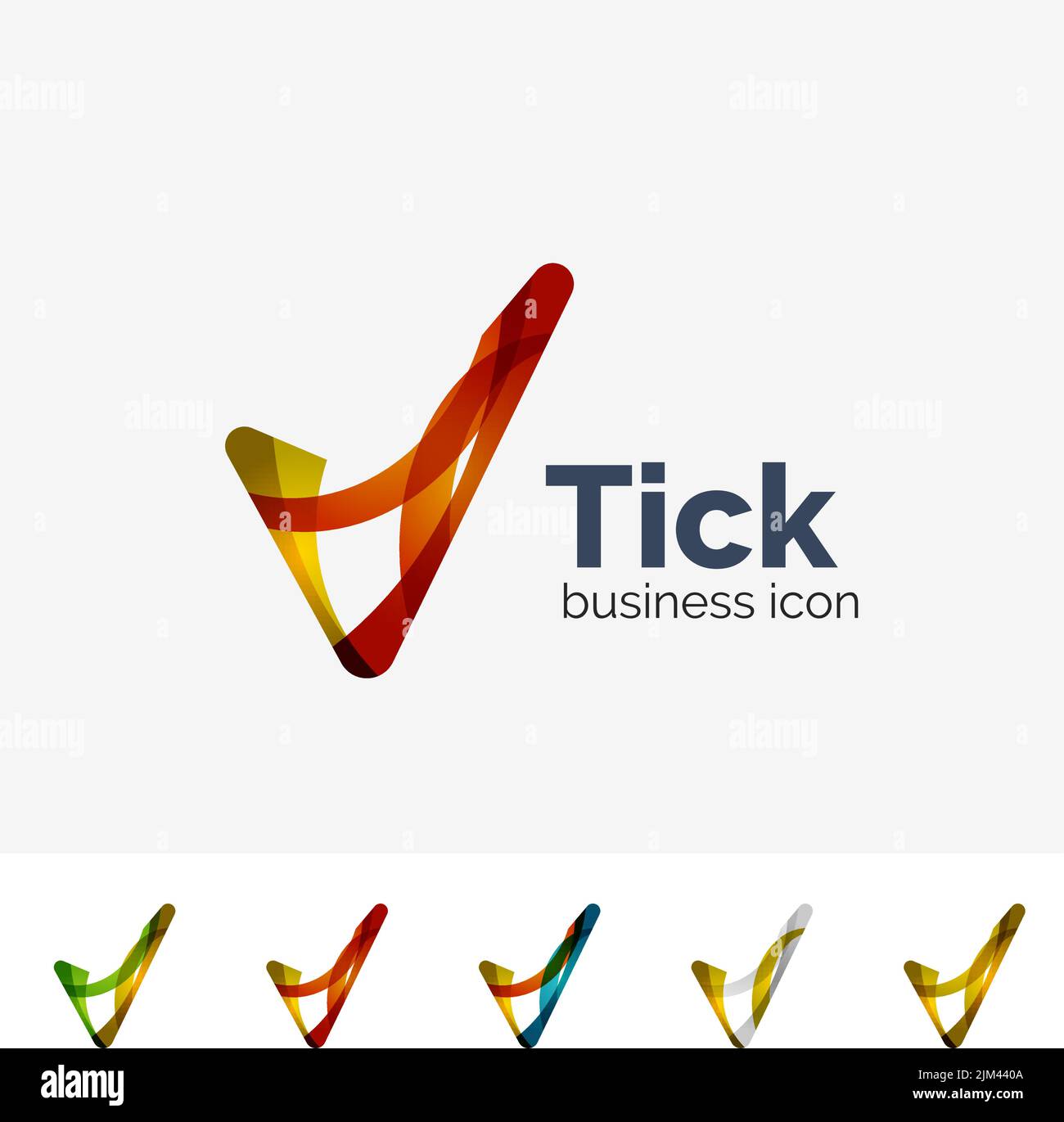 Set of modern tick abstract wave logos, business icons. Geometric ...