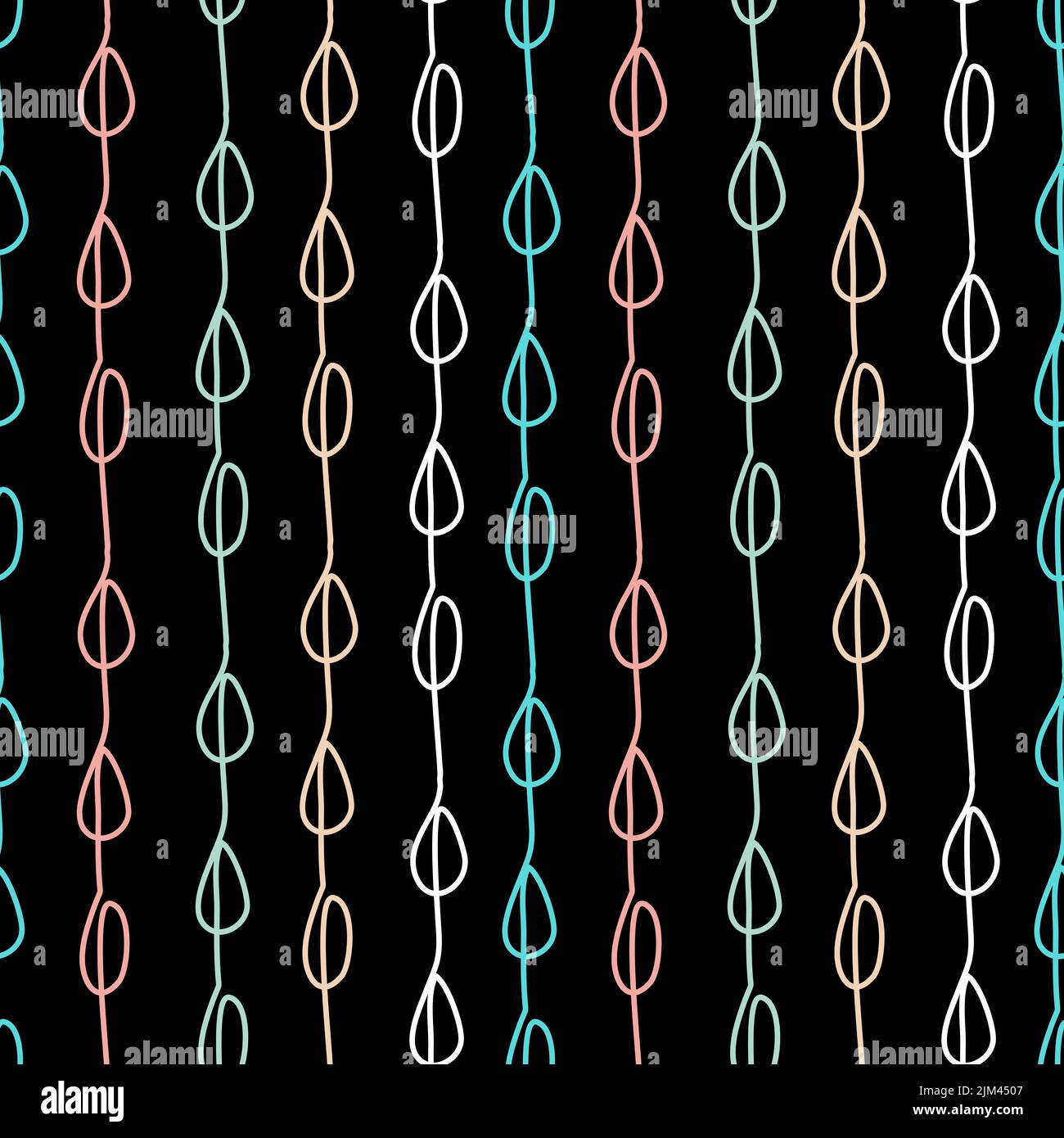 hand drawn raindrop on a string on a dark background seamless pattern ...