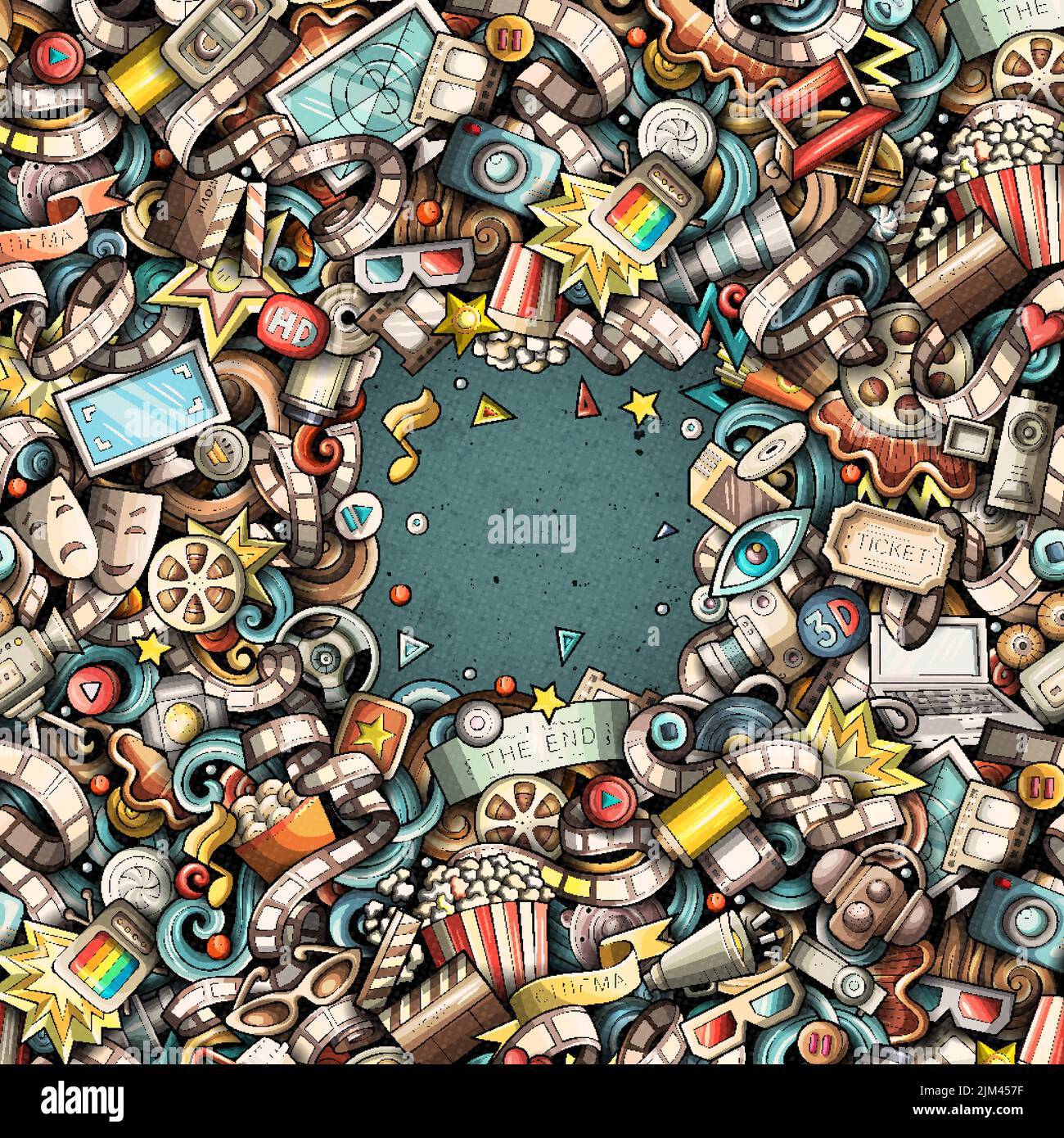 Cartoon cute doodles cinema frame design Stock Vector Image & Art - Alamy