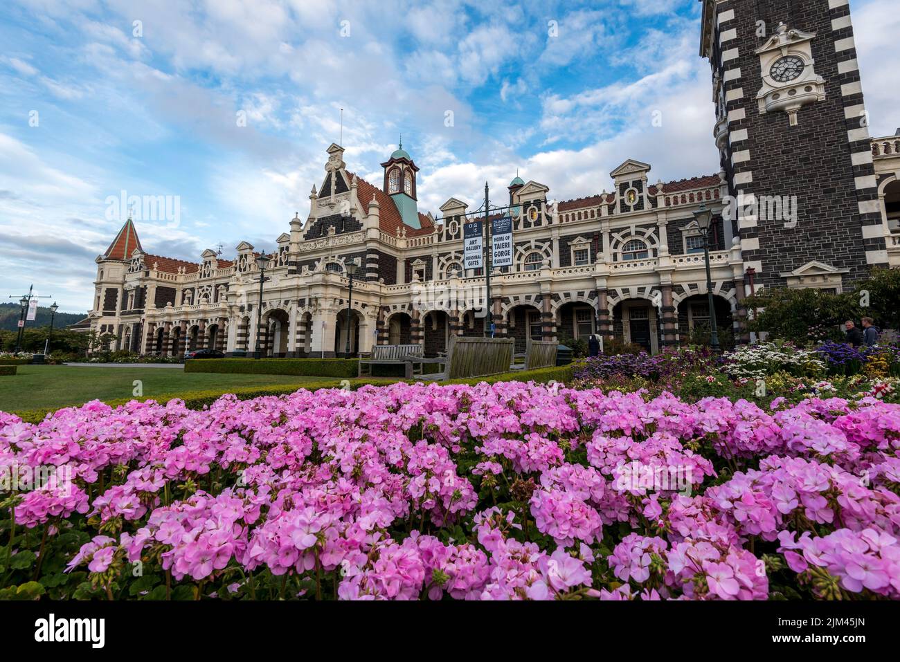 The historic Dunedin railway station on the South Island, New Zealand ...