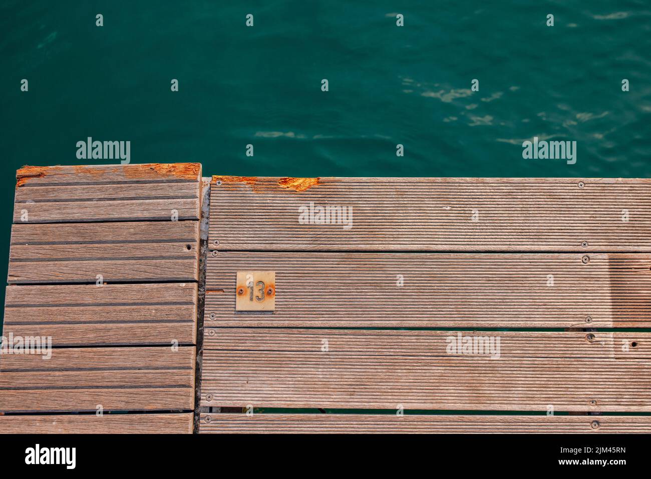 A top view of the wooden deck over a sea Stock Photo - Alamy