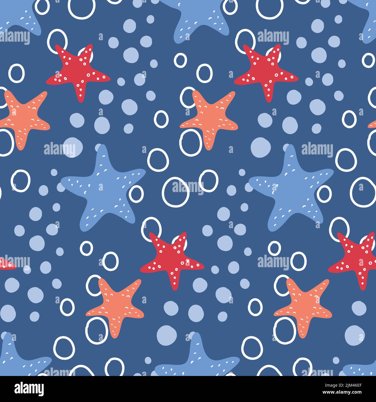 Pink blue seamless pattern with starfish and bubbles, cute baby clothes ...