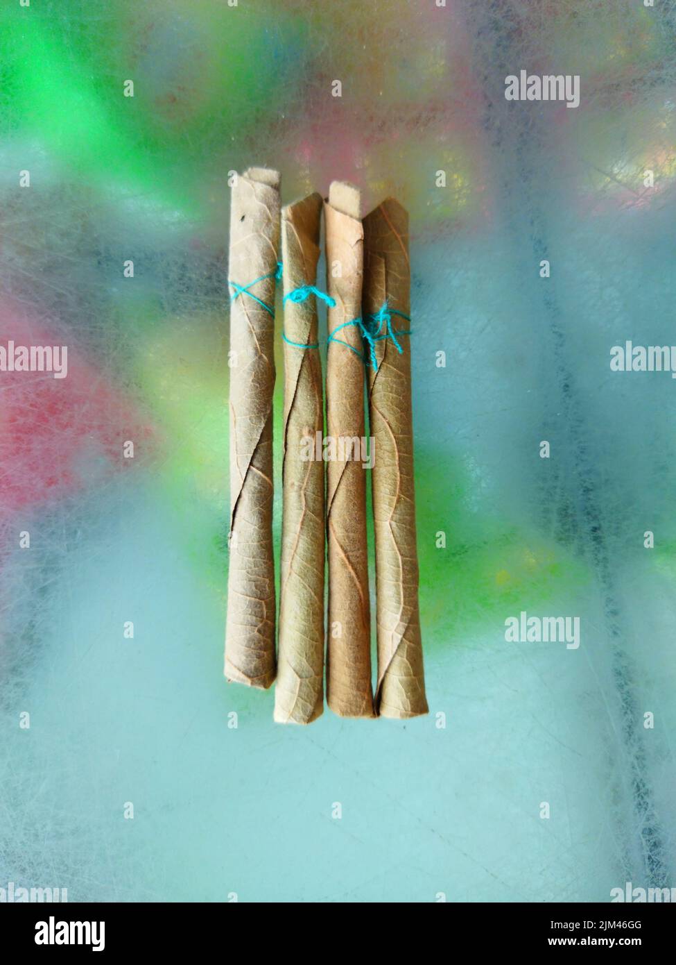 Ariel view of Indian Desi cigarette (bidi). Also known as beedi in ...