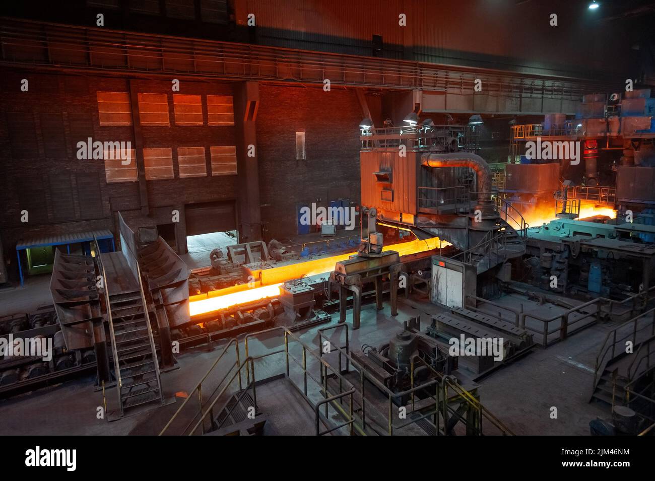Metallurgical factory in Germany, hot rolled metal conveyor, sheet ...