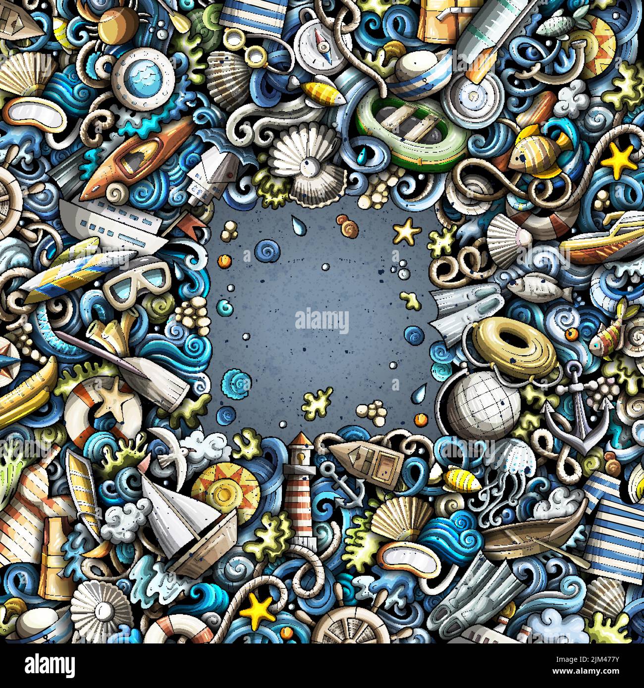 Marine hand drawn vector doodles frame Stock Vector Image & Art - Alamy