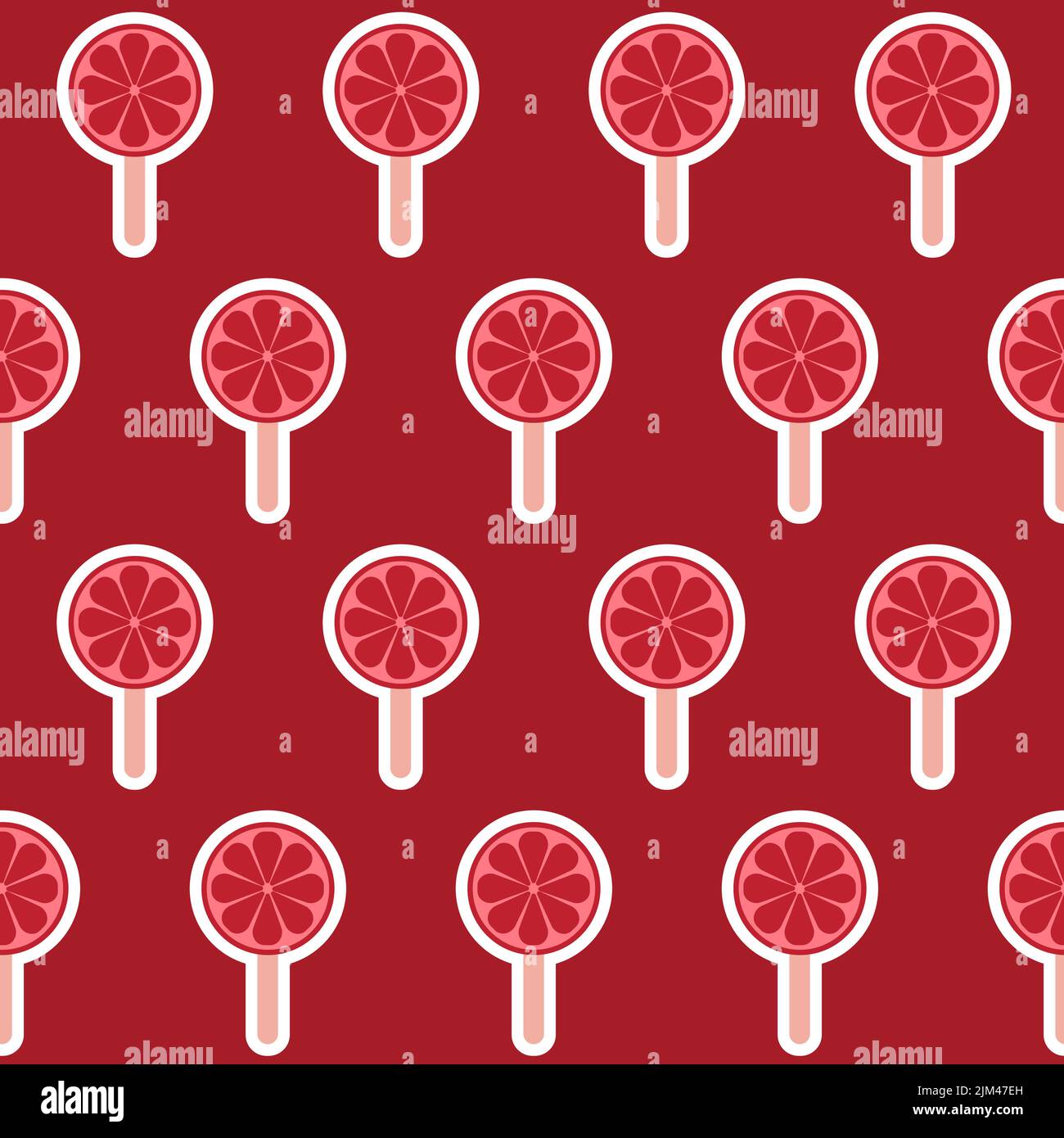 Grapefruit red fruit ice round ice cream stick seamless pattern cute background Stock Vector ...