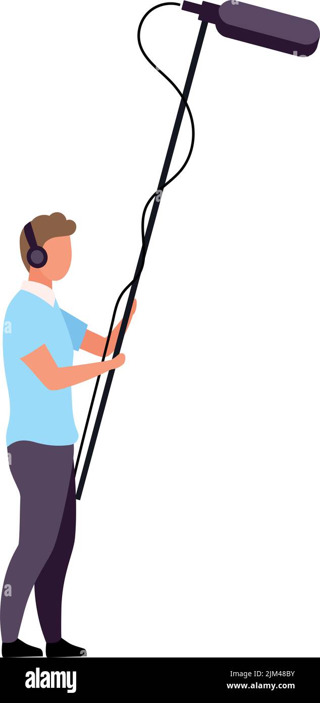 Assistant holding microphone semi flat color vector character Stock ...