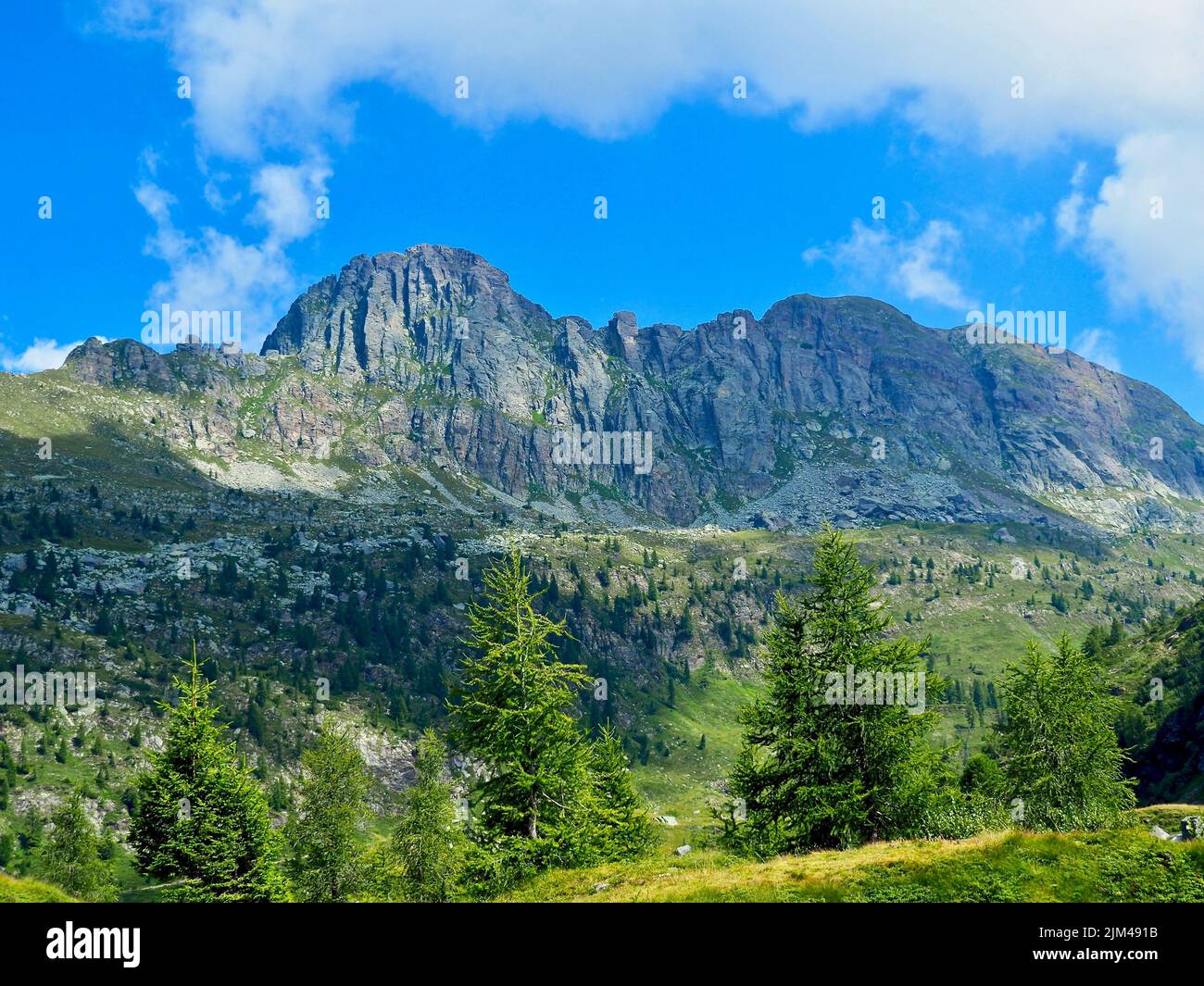 horizontal view of the orobic alps in northern italy on a summer ...