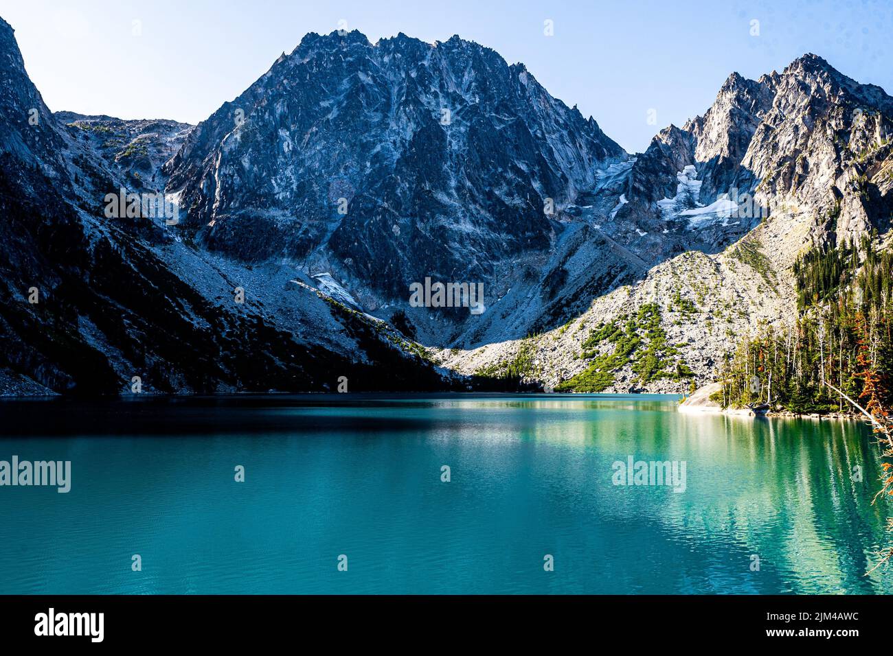 An aerial view of beautiful mountains near the water Stock Photo - Alamy