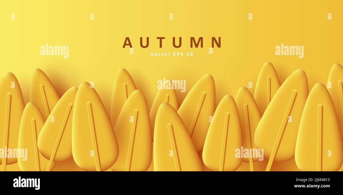 Autumn 3d leaves yellow volume background Stock Vector Image & Art - Alamy