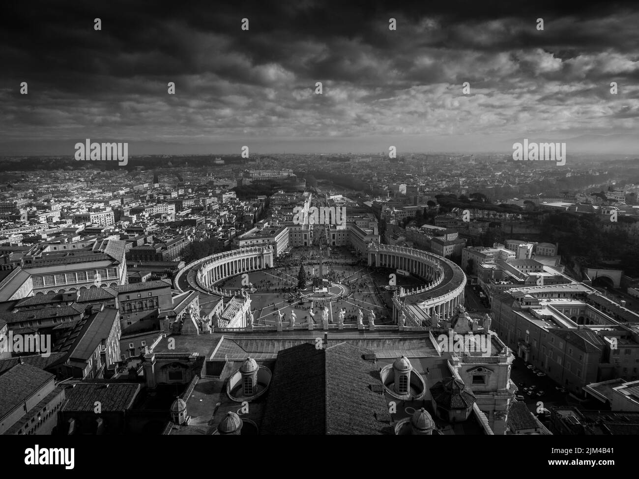 A high angle shot of modern buildings in black and white Stock Photo ...