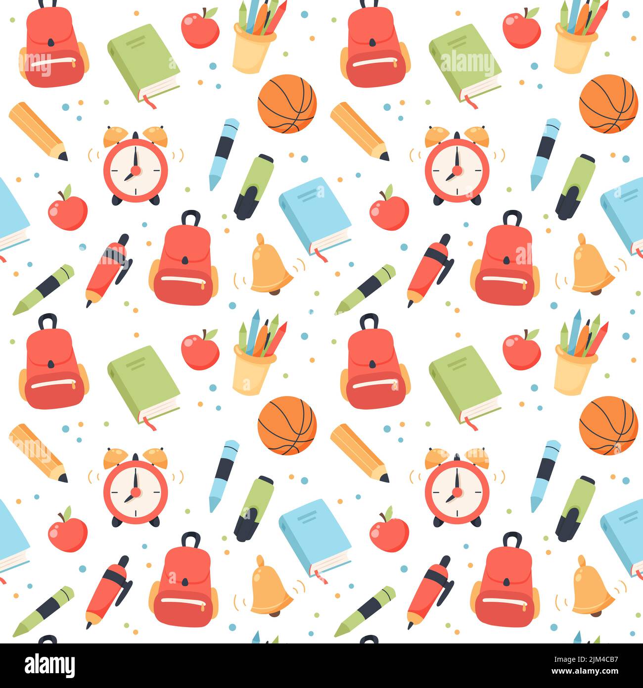 School seamless pattern. Supplies and equipment for learning. Cute ...