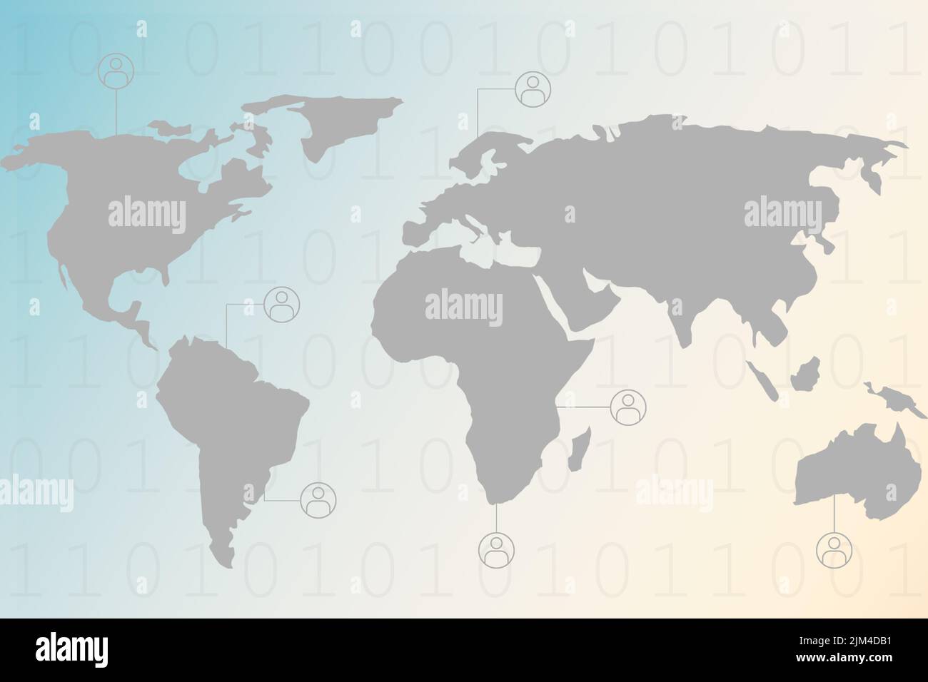 An illustration of a silver world map with code numbers on white and ...