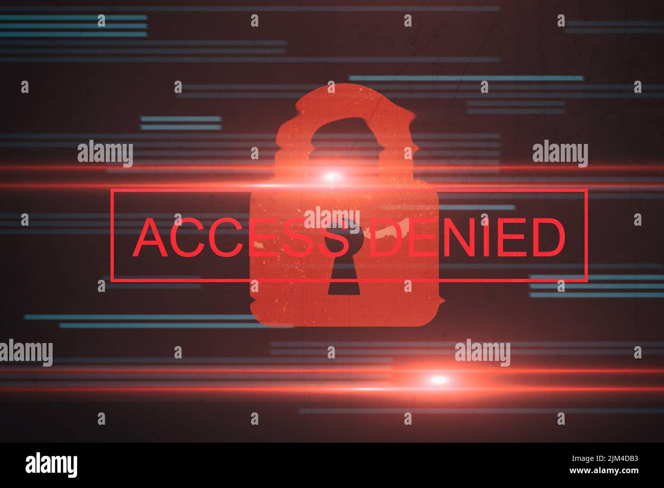 An illustration of access denied text with red lock on futuristic ...