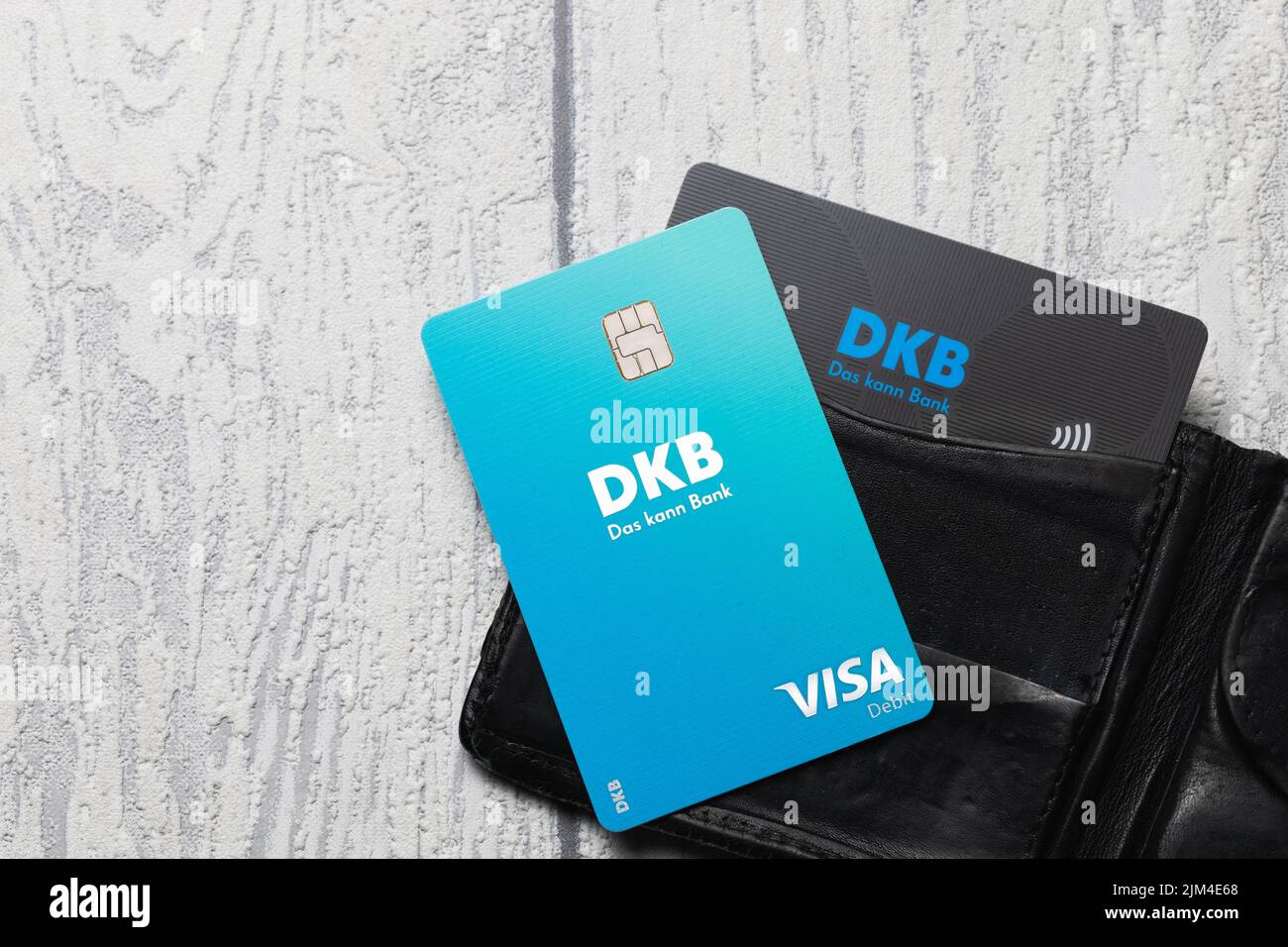 Oldenburg, Germany, April 30 2022, new debit card and old credit card ...