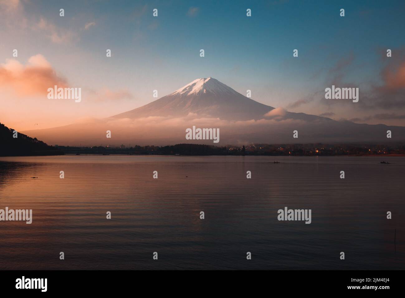 A scenic shot of Fujiyama stratovolcano on the Japanese island of ...