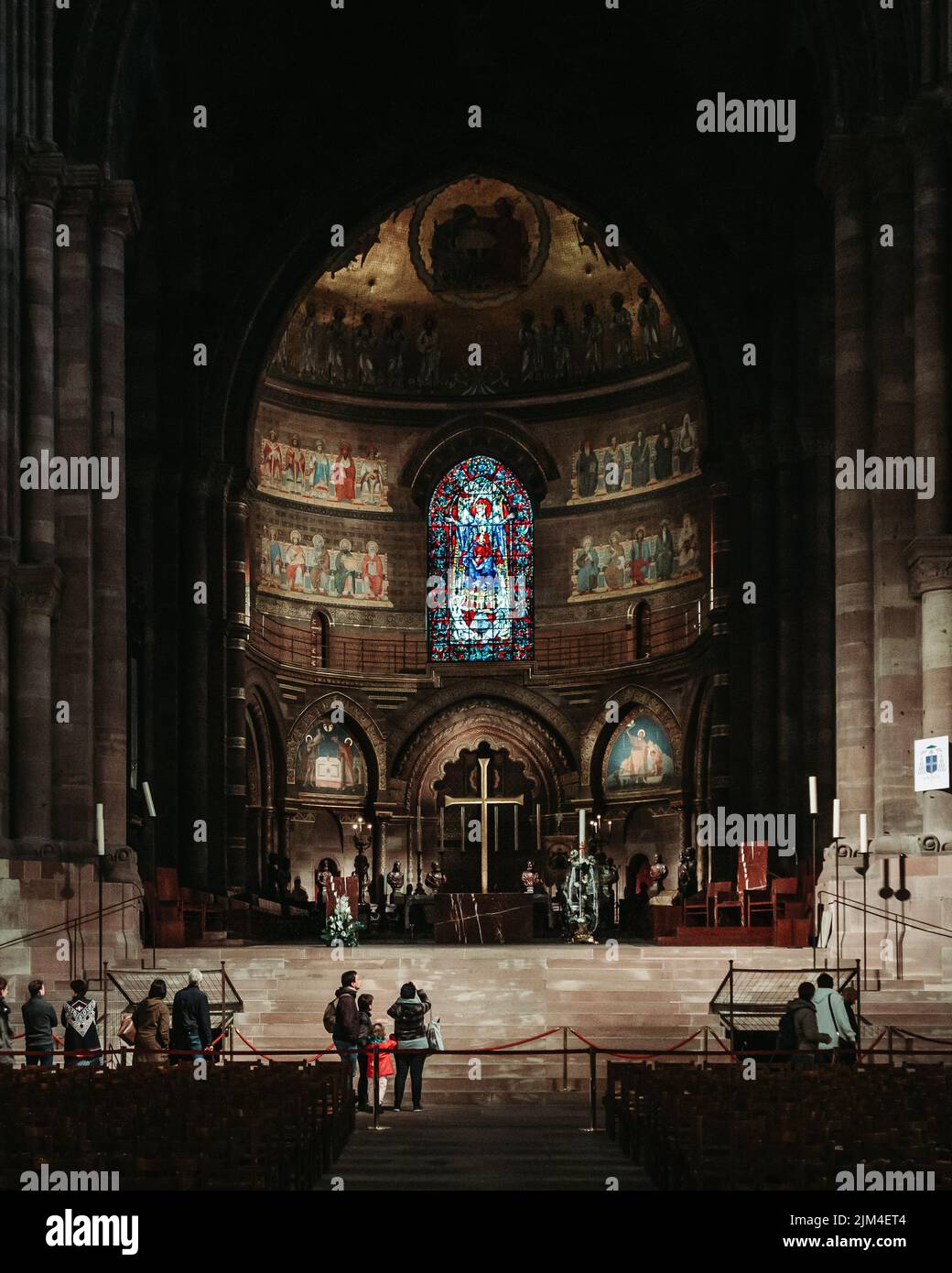 A vertical shot of an old historical altar in one of the churches in ...