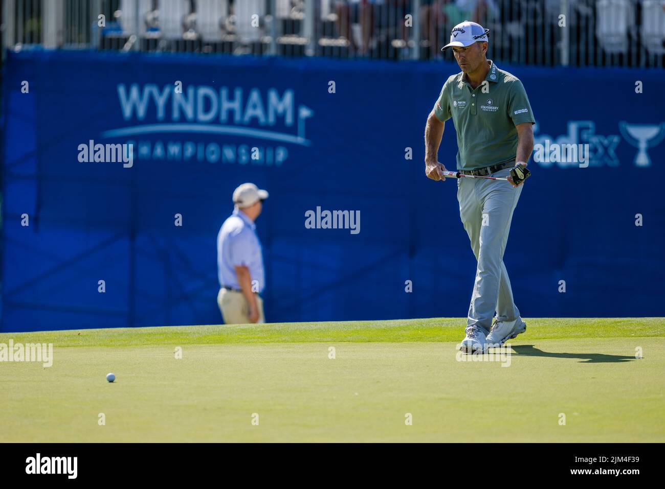 Greensboro, NC. August 4, 2022: Kevin Kisner steps up to his ball on ...