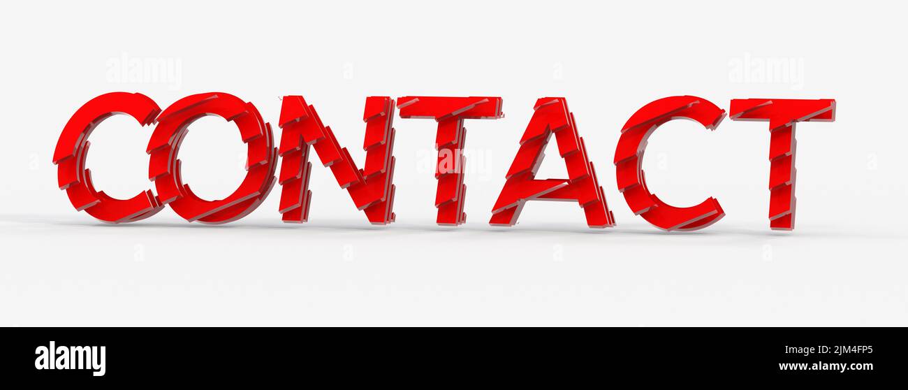 A 3D rendering of a "Contact" inscription on a white background Stock ...