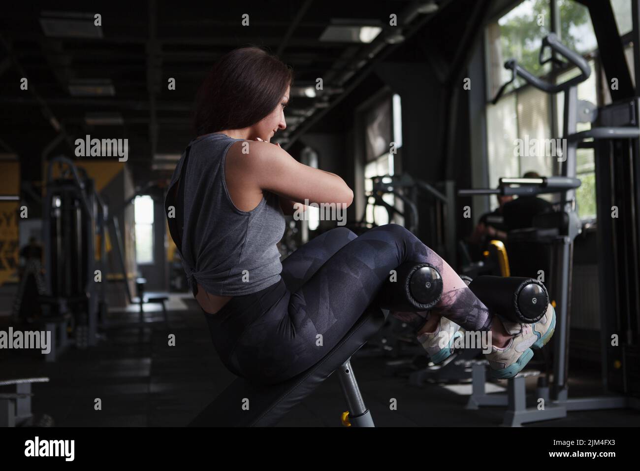 Woman doing sit ups crunches hi-res stock photography and images - Alamy