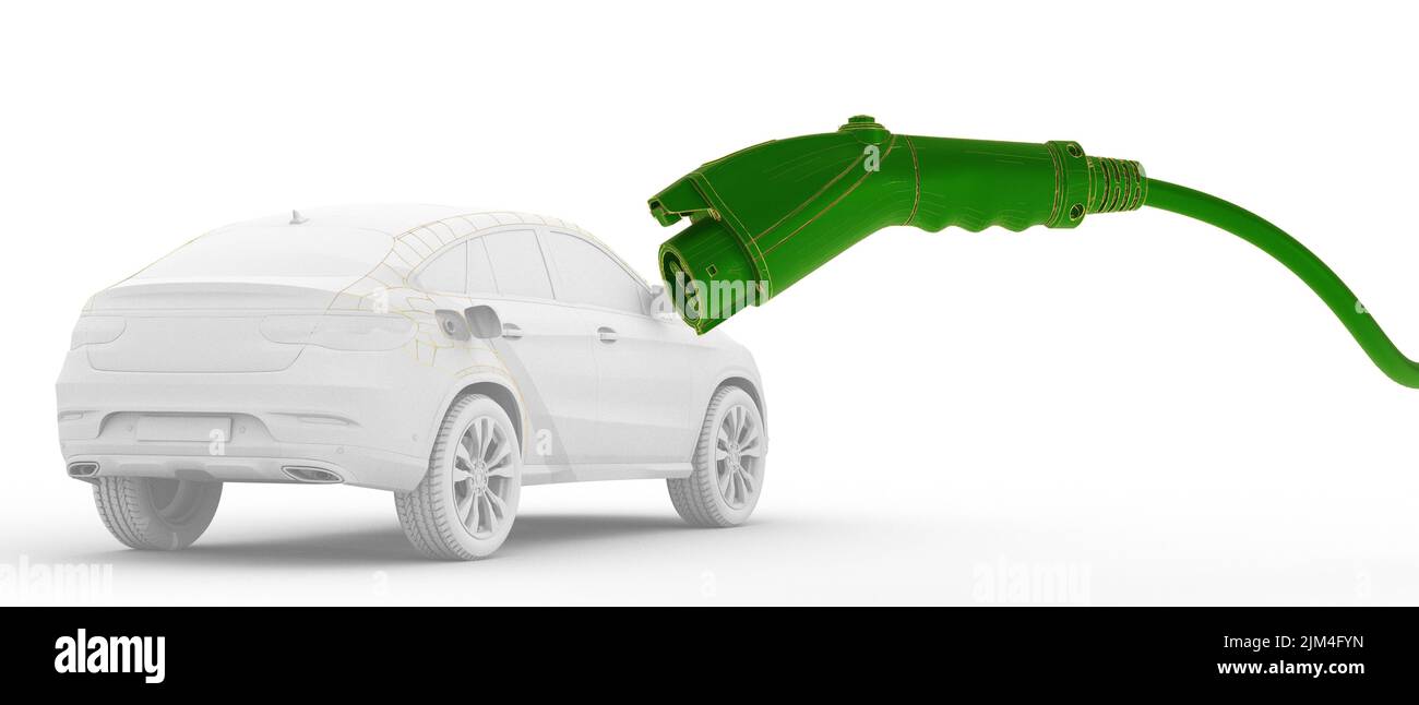 A 3D rendering of the Power cable pump plug-in charging power to ...