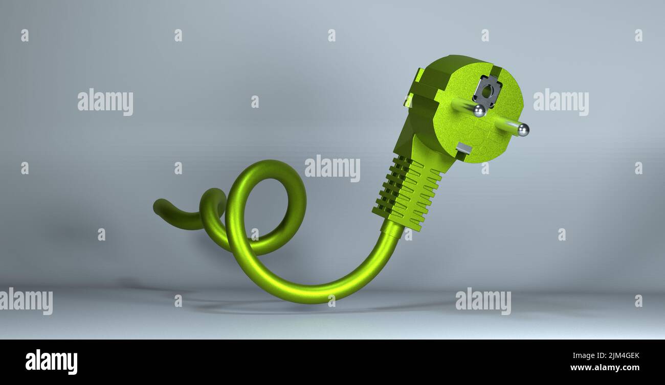An illustration of a green power wire on a gray background Stock Photo ...