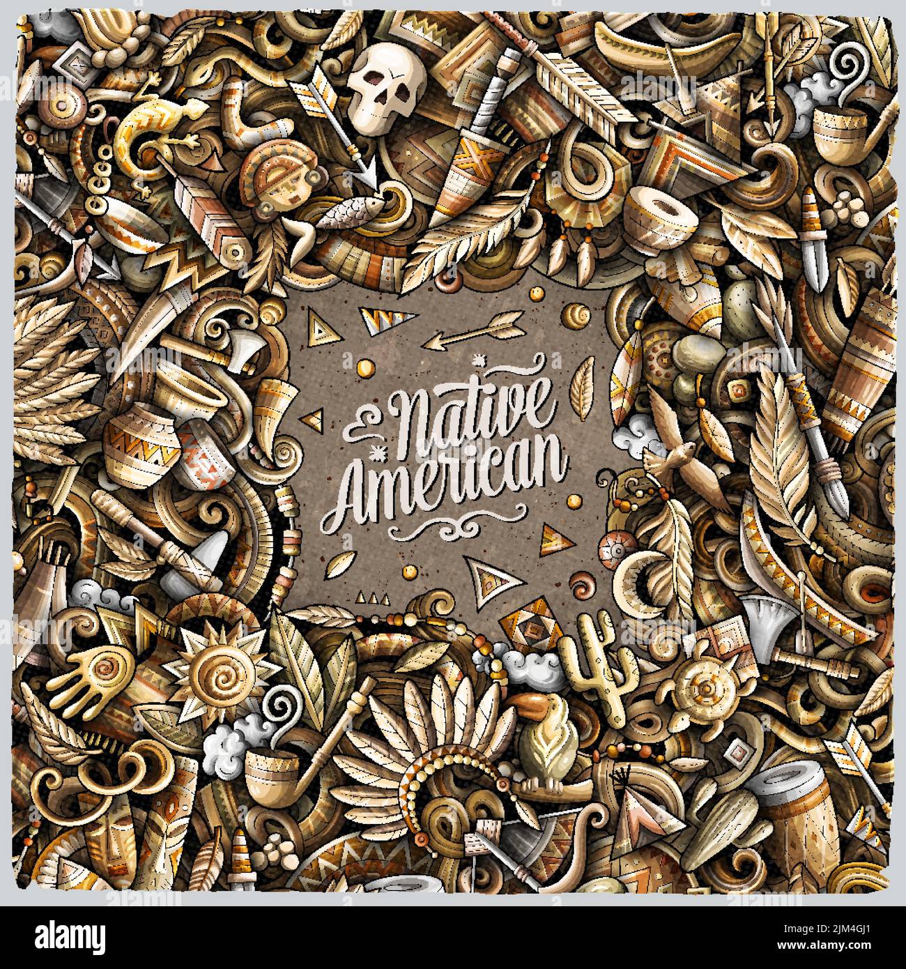 Native American hand drawn vector doodles frame Stock Vector Image ...