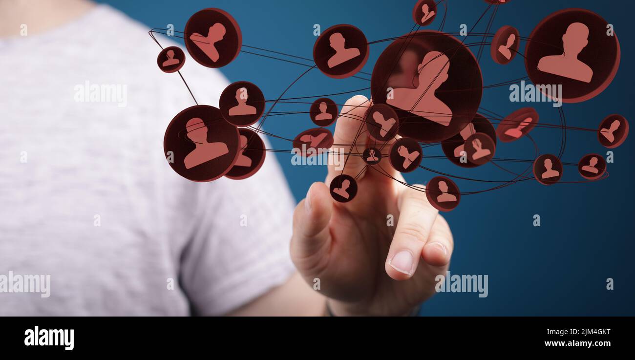 A person presenting the 3D render of teamwork connection concept Stock ...