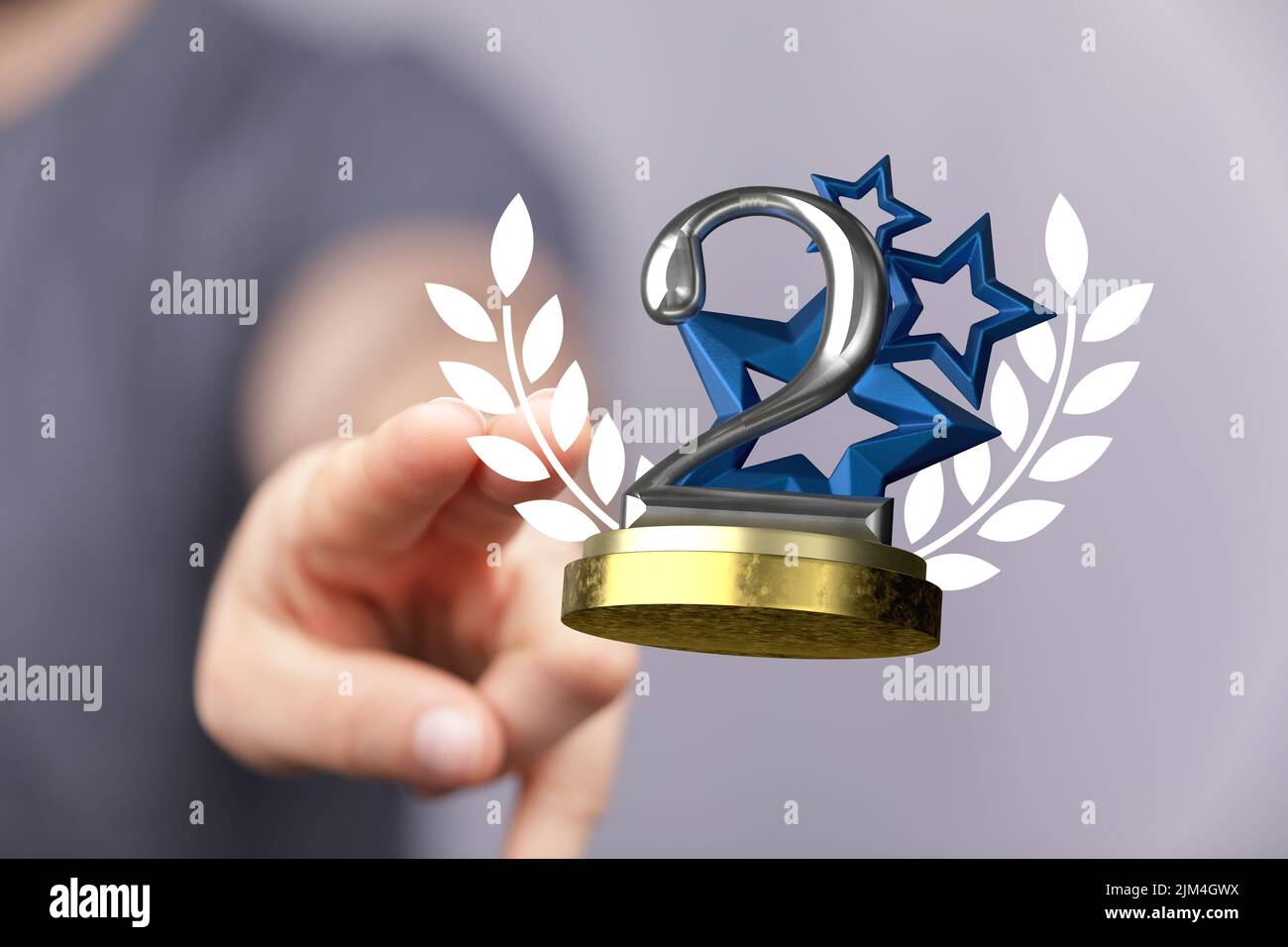 A person presenting the 3D render of 2nd award prize Stock Photo - Alamy