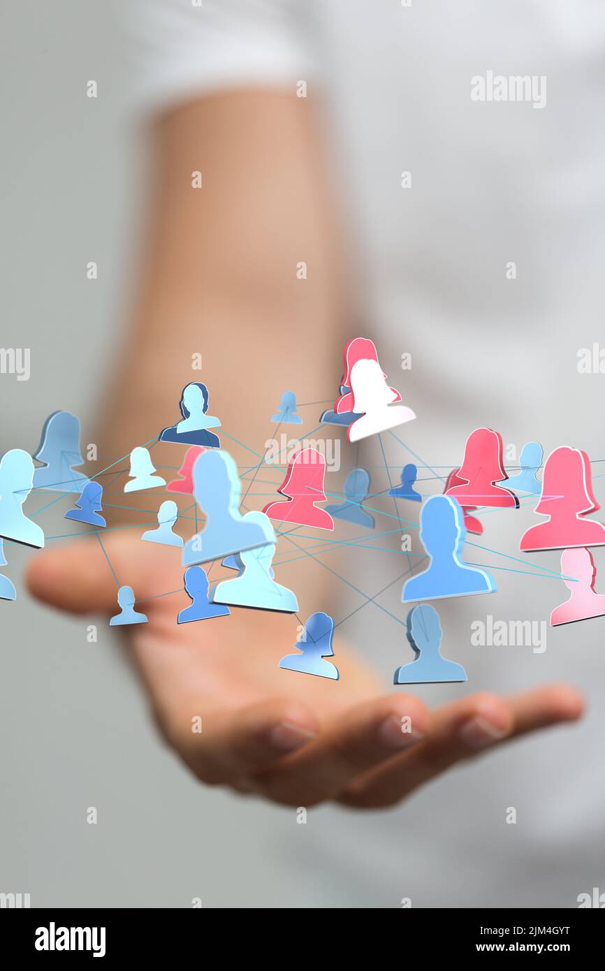 A person presenting the 3D render of teamwork connection concept Stock ...