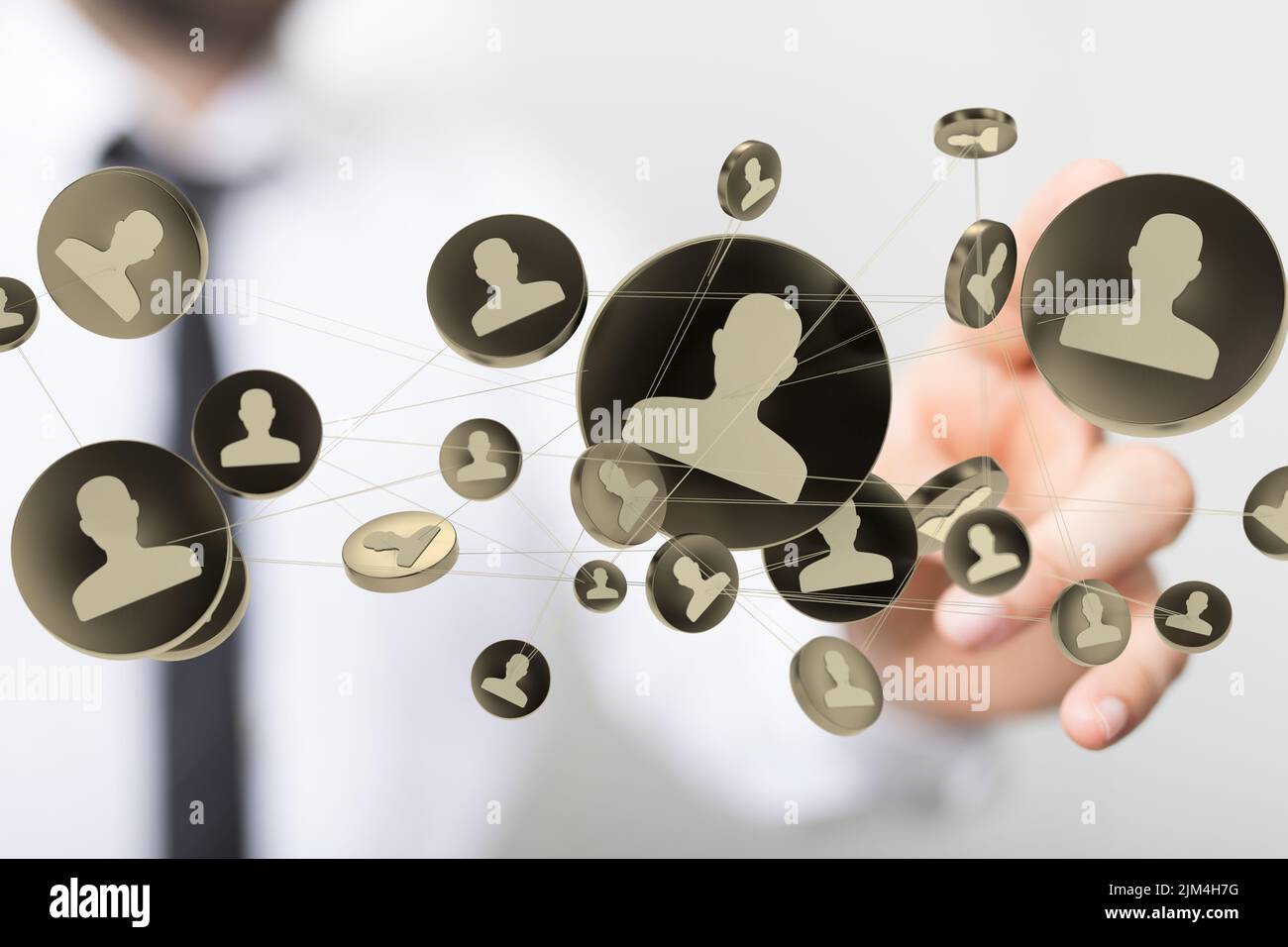 A closeup of illustrated people icons near a hand Stock Photo - Alamy