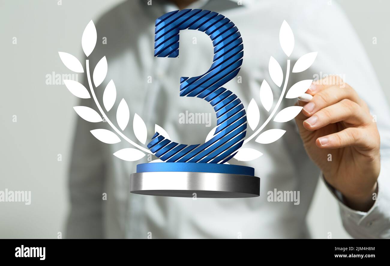 A closeup of illustrated number 3 near a hand Stock Photo - Alamy