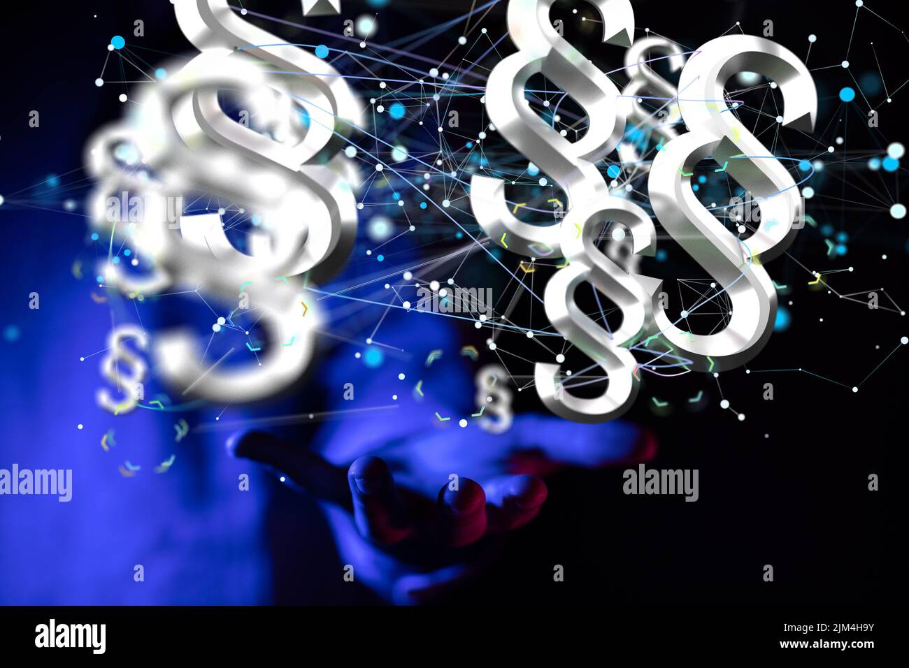 A 3d rendering design of white paragraph signs connecting together in a ...