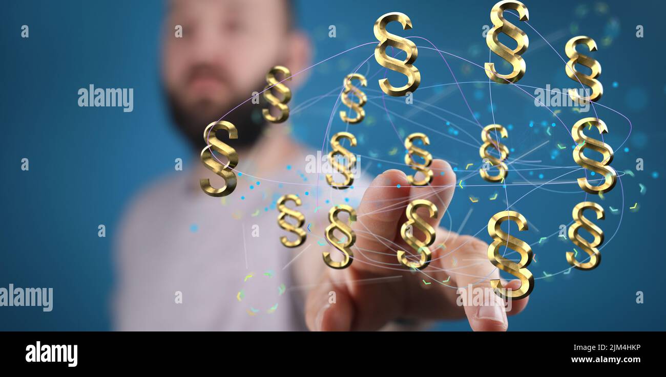 A person presenting a virtual projection of paragraph signs Stock Photo ...