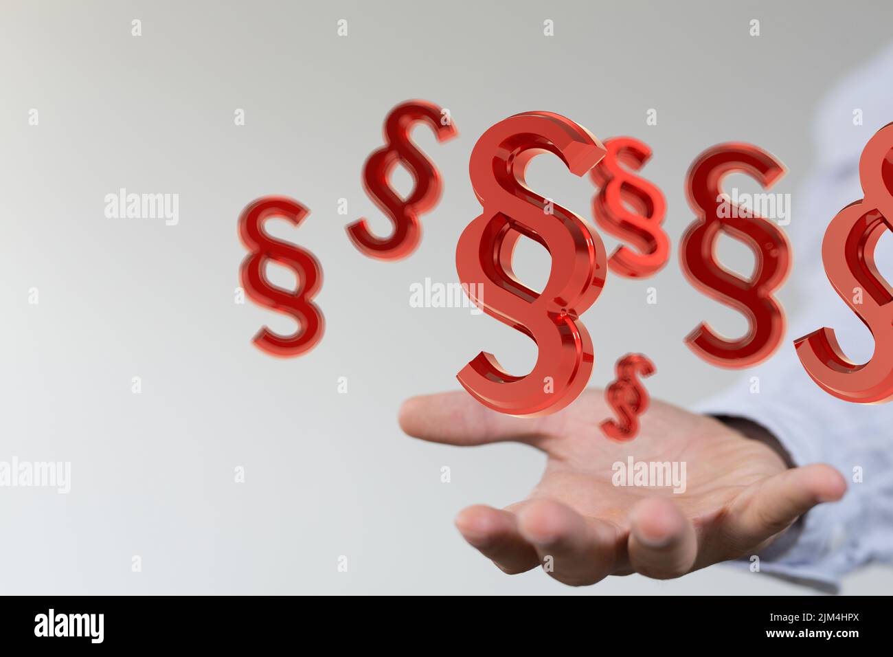 A person presenting a virtual projection of paragraph signs Stock Photo ...