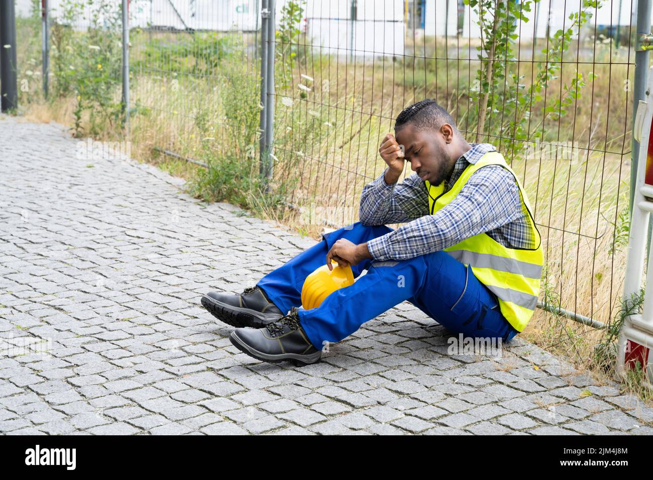 Unhappy Sad Construction Worker. Upset Foreman Frustration Stock Photo ...