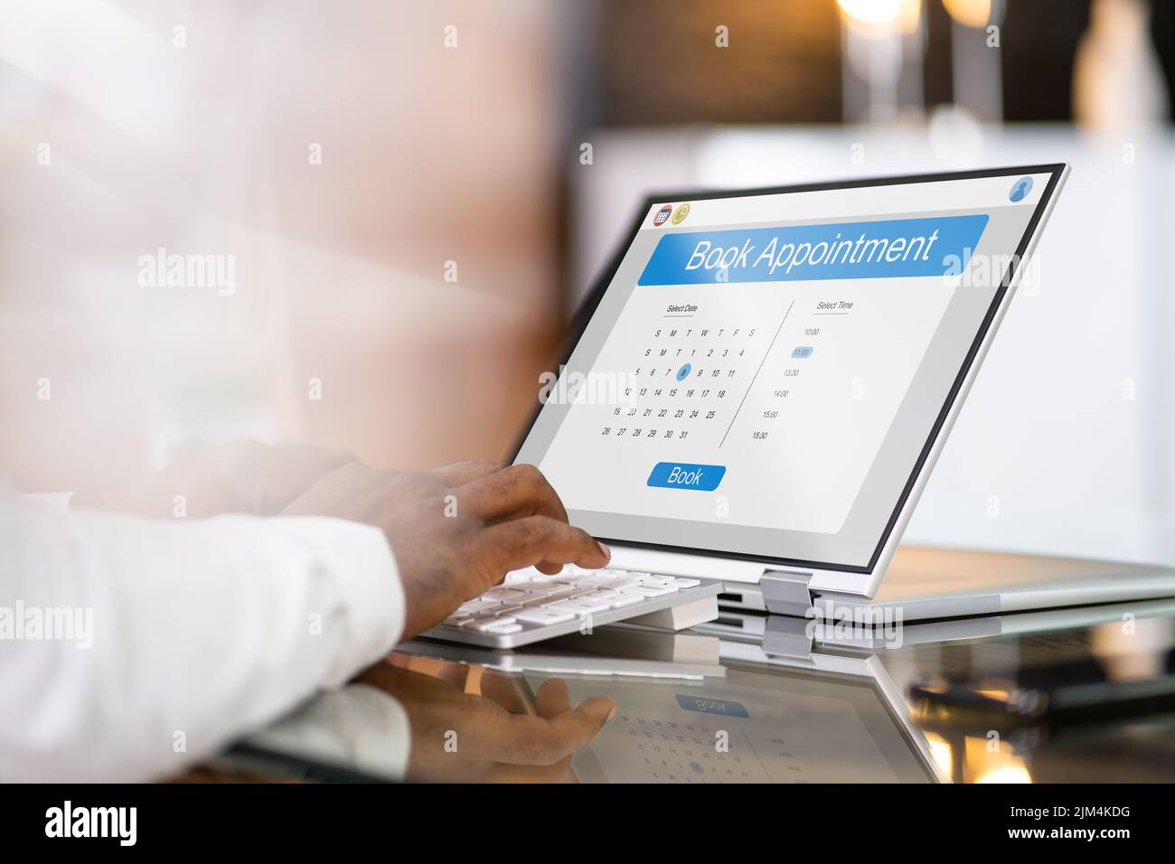 Booking Meeting Appointment On Laptop Computer Online Stock Photo - Alamy