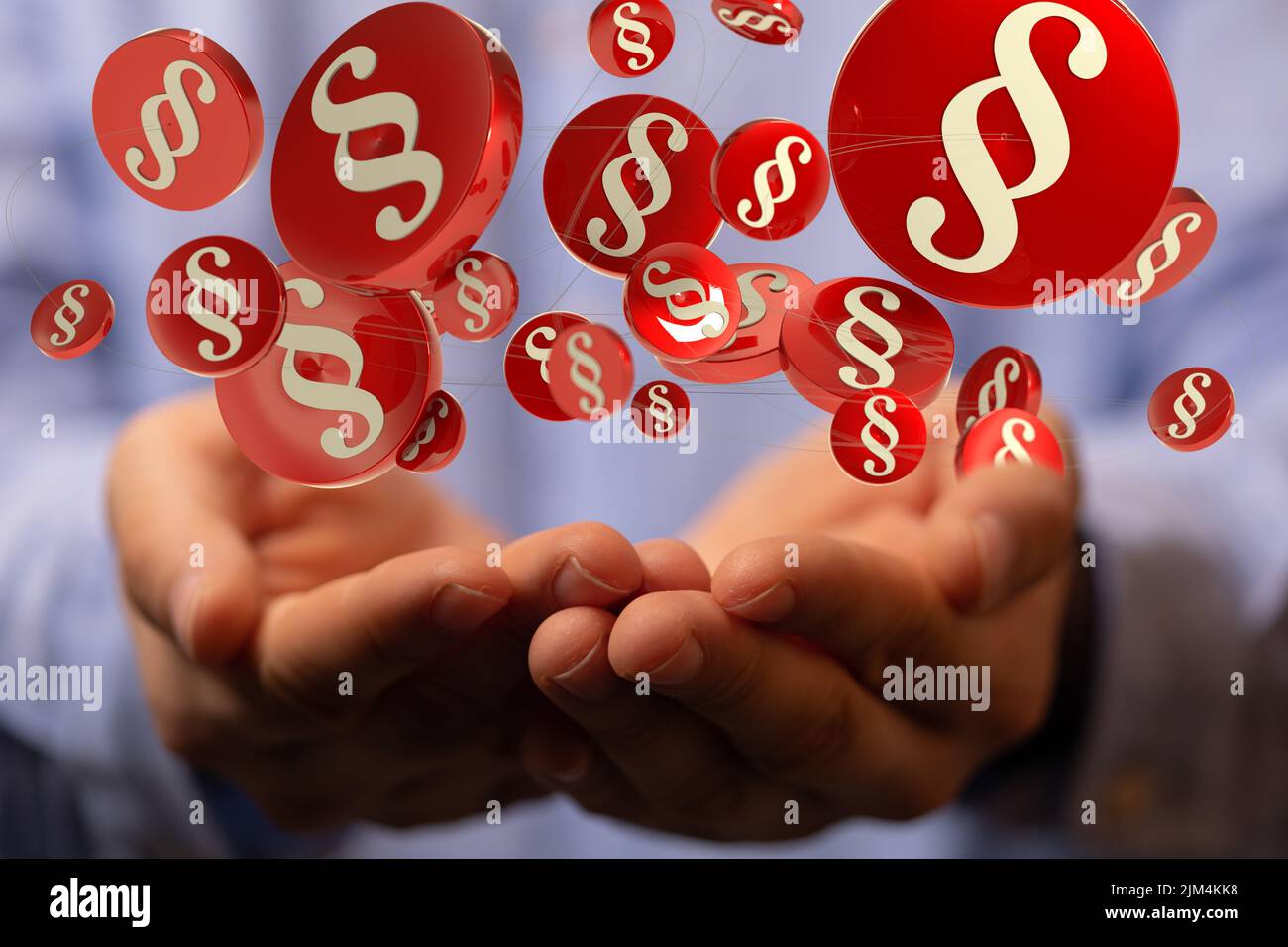 The 3d Rendered Red Paragraph Law Symbols Hovering Over A Persons Hands On The Background Stock