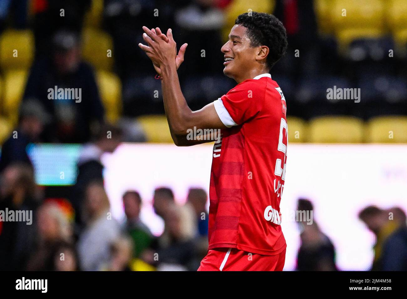 Antwerp's Anthony Valencia celebrates after winning the match between ...