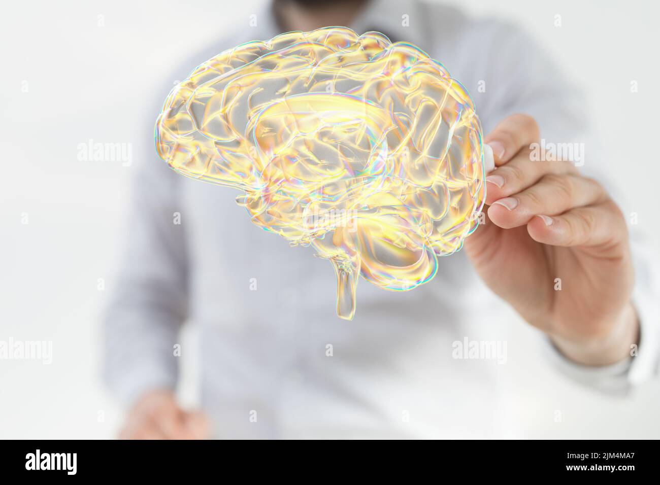 A 3D render of a holographic digital style human brain Stock Photo - Alamy