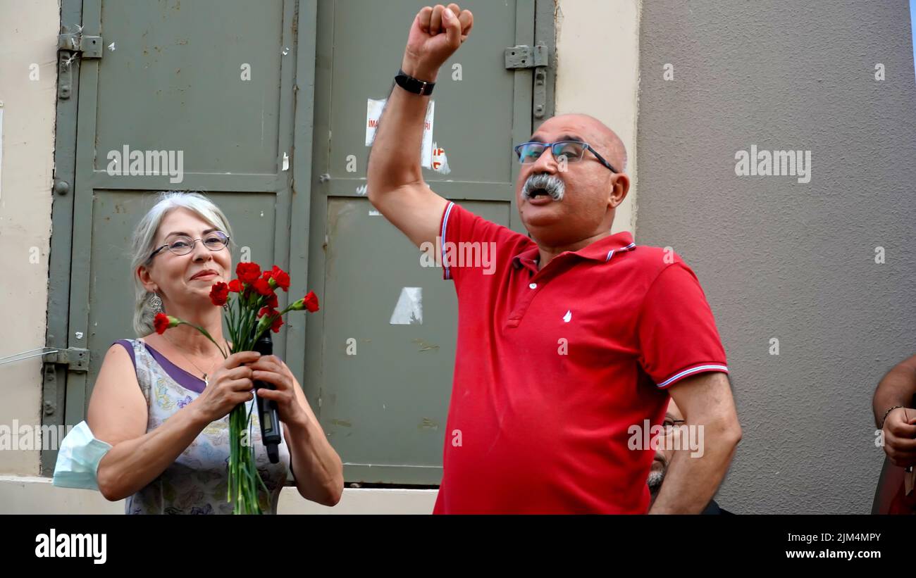 The famous leftist singer ?lkay Akkaya on the photo. Union of Chambers ...