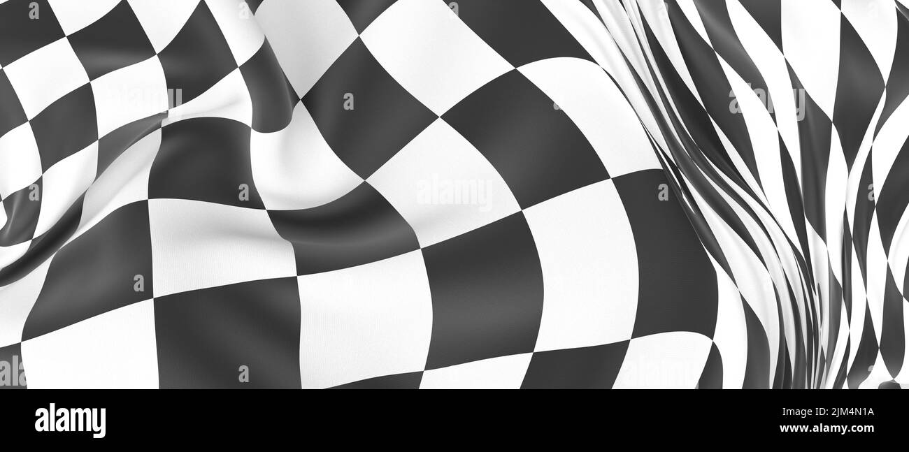 Checkered black and white flag illustration background Stock Photo - Alamy