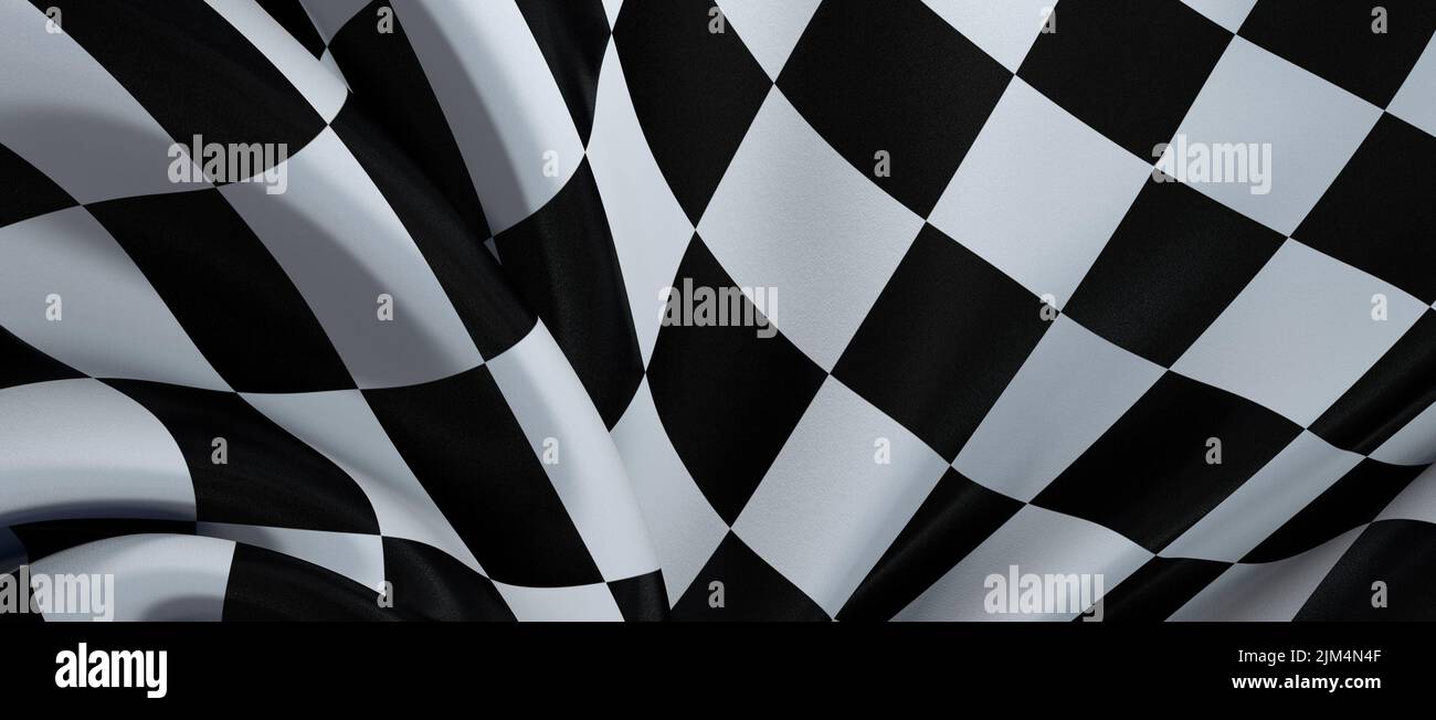 Checkered black and white flag illustration background Stock Photo - Alamy