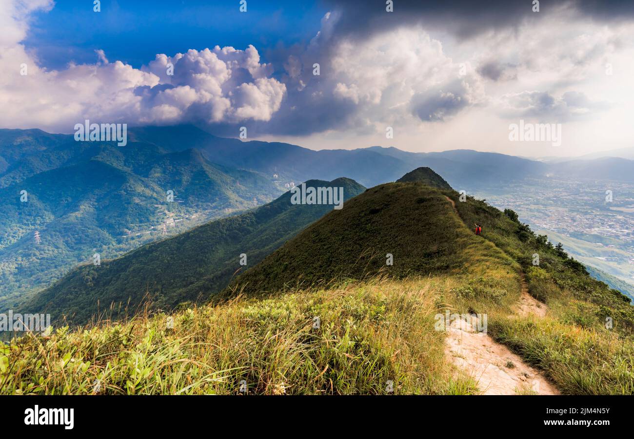 View of a natural landscape with mountain peaks and plants Stock Photo ...