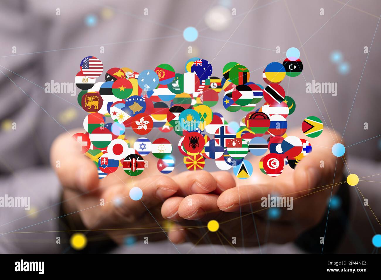 A close up of International world flags 3d rendering digital ,in a ...