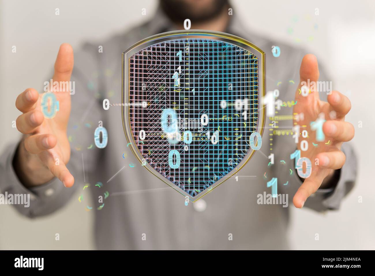 A closeup of 3D rendering of cybersecurity with binary codec floating in air Stock Photo - Alamy