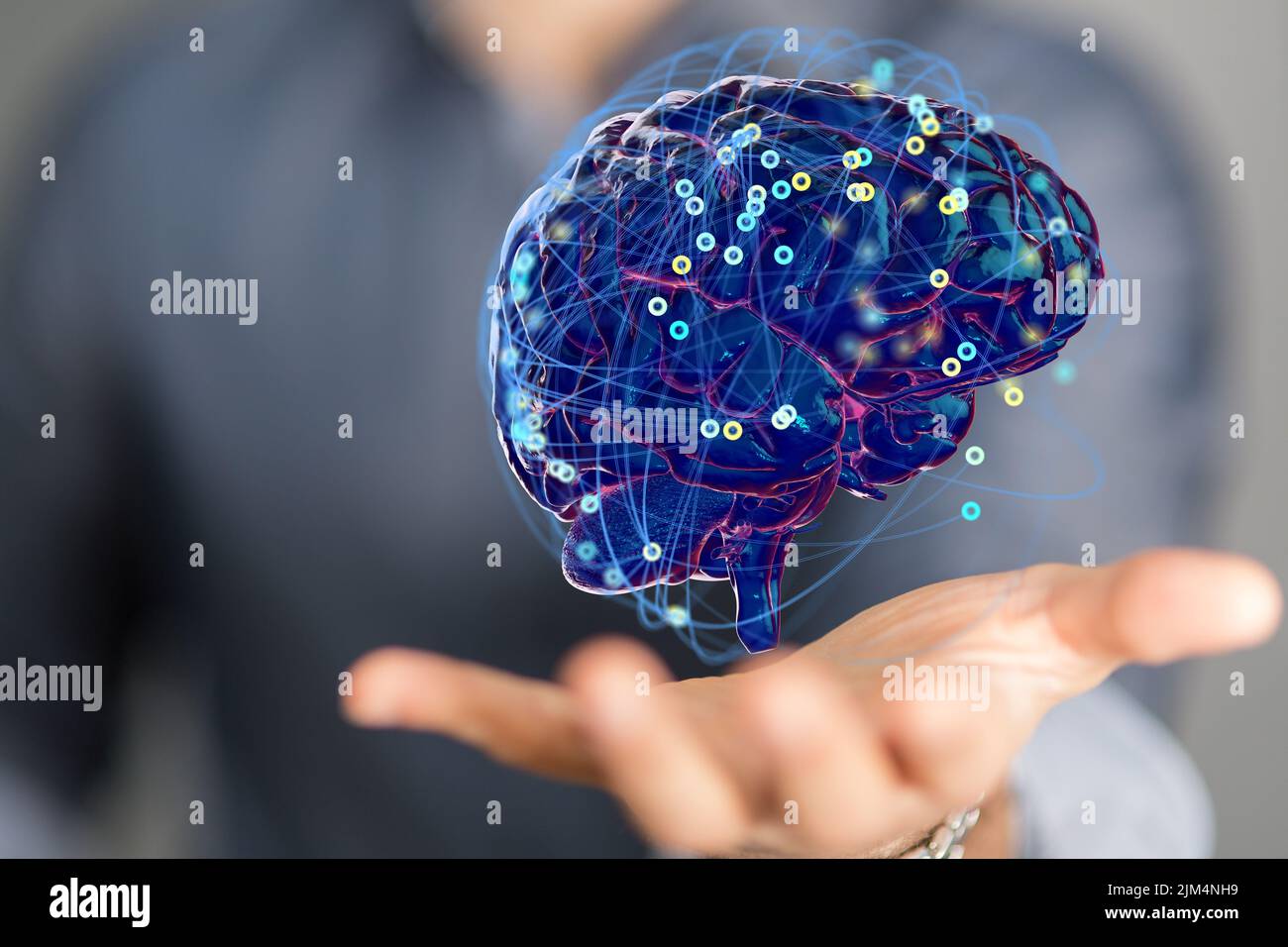 A person presenting a 3D render of human brain - IQ testing and ...