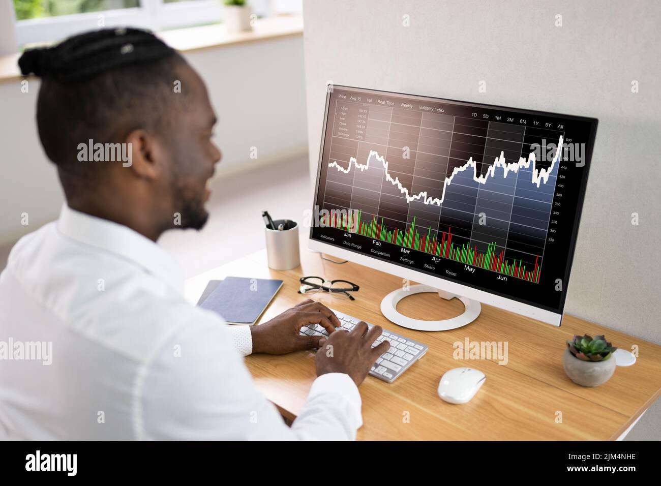 African American Man Trading Stock Market Exchange Online Stock Photo ...